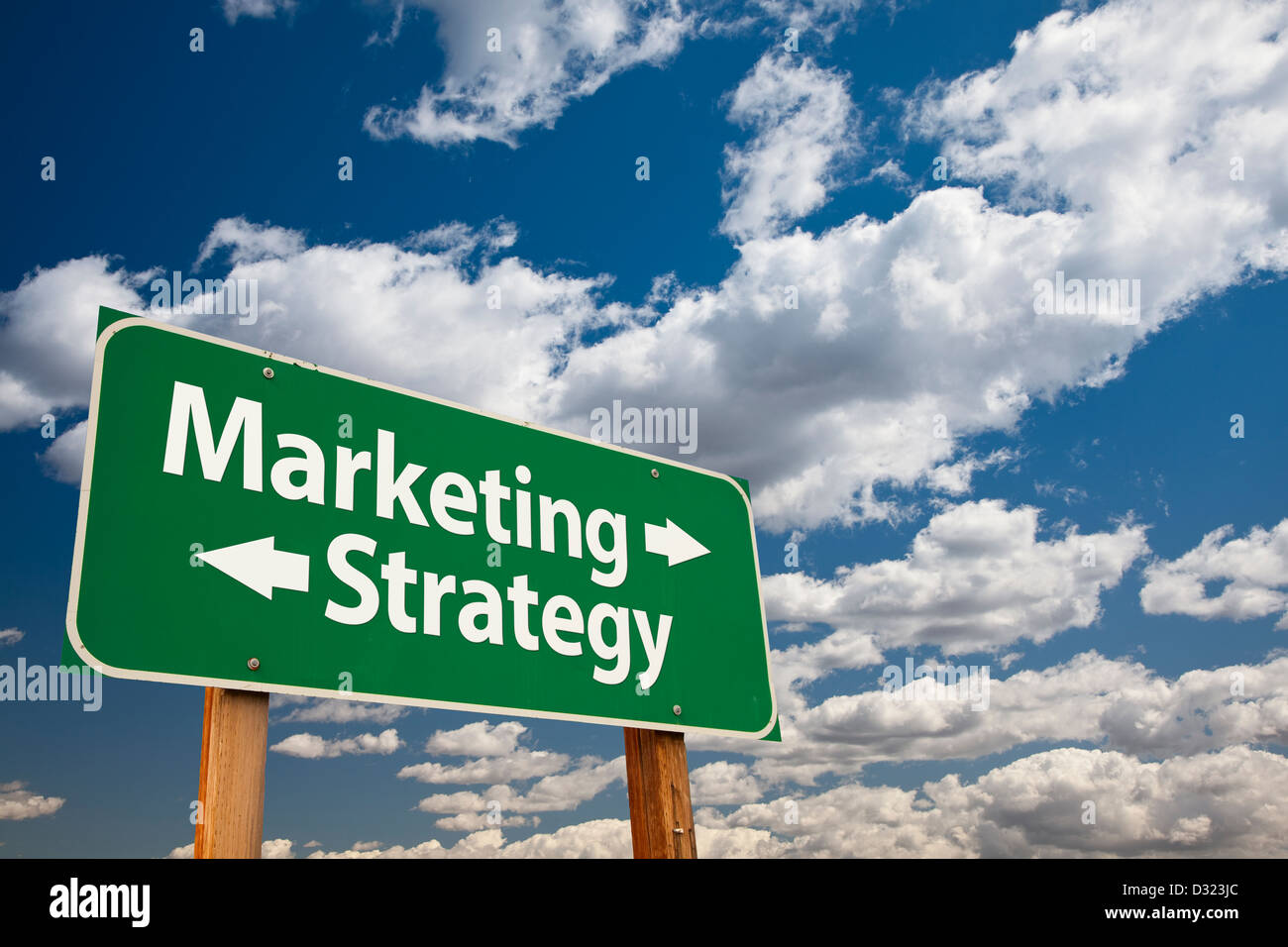 Marketing, Strategy Green Road Sign Over Dramatic Clouds and Sky Stock ...