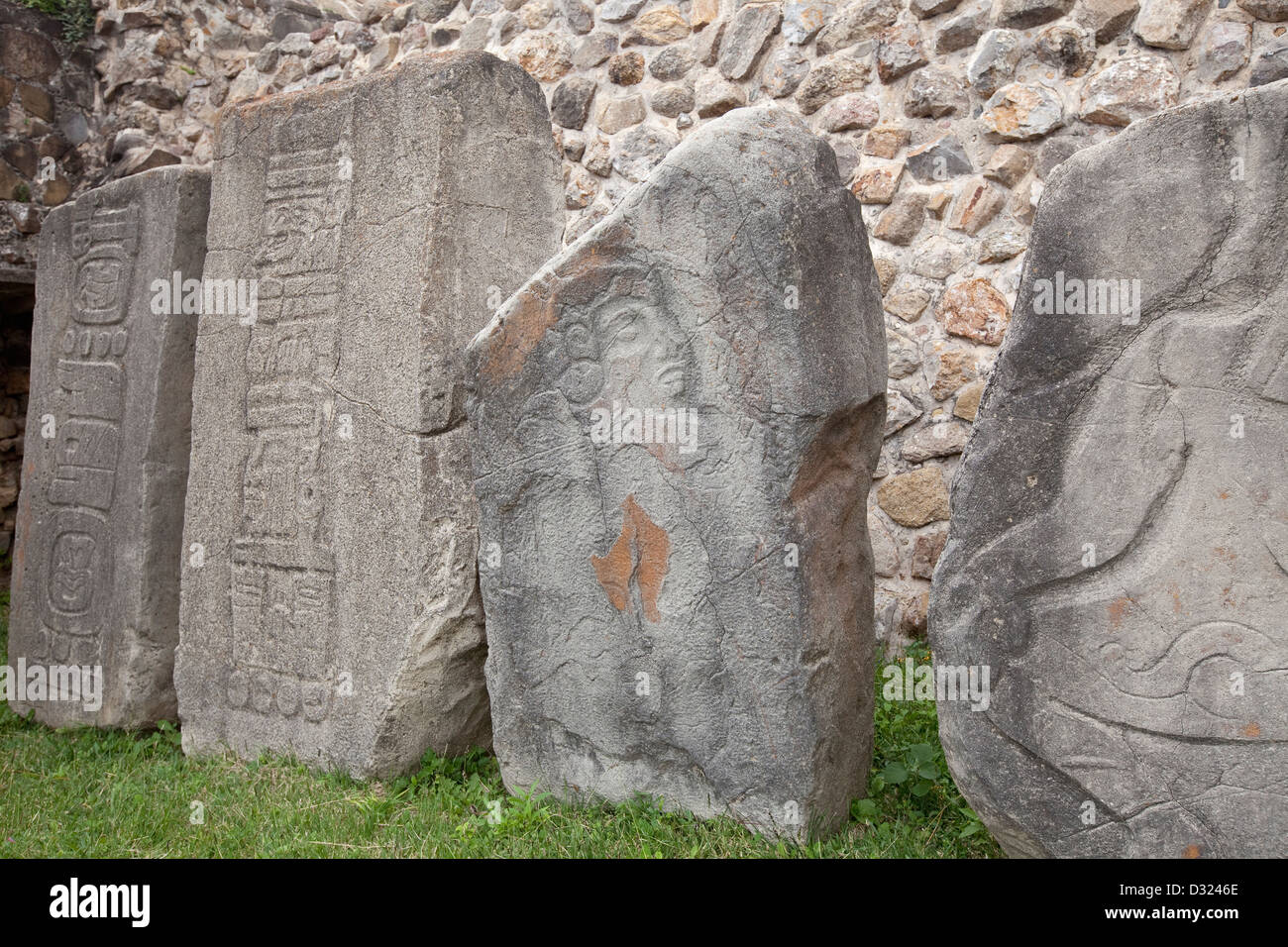 Stone carvings called Danzantes (Dancers) at Monte Albán, Oaxaca ...