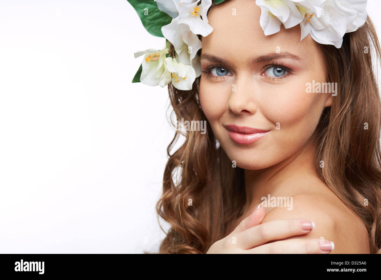 Portrait of a young lady with natural look and charming smile Stock ...