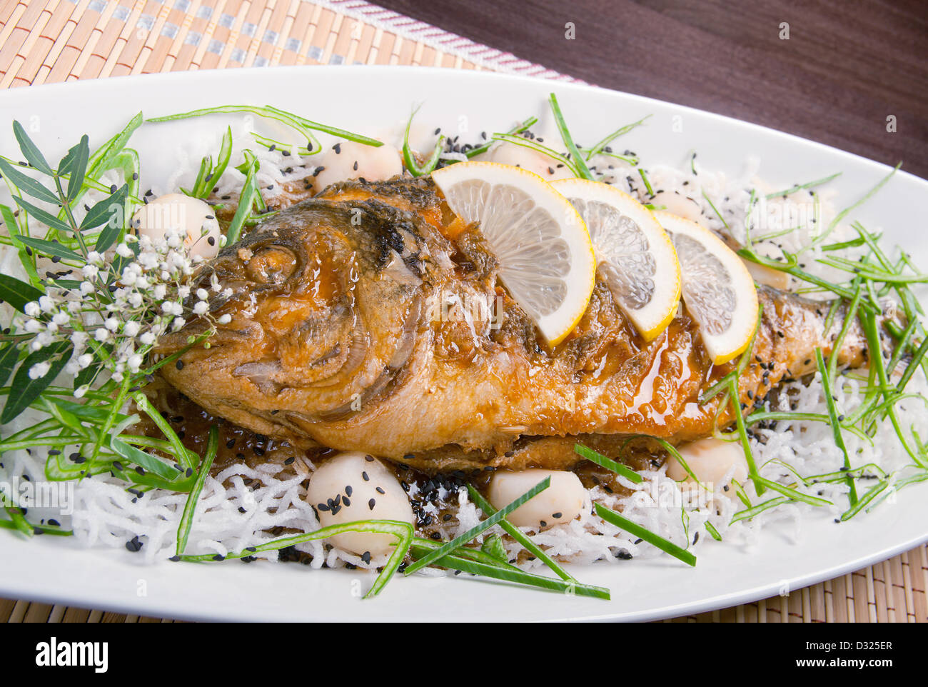 Dolphin fish dorado .Chinese style Stock Photo - Alamy