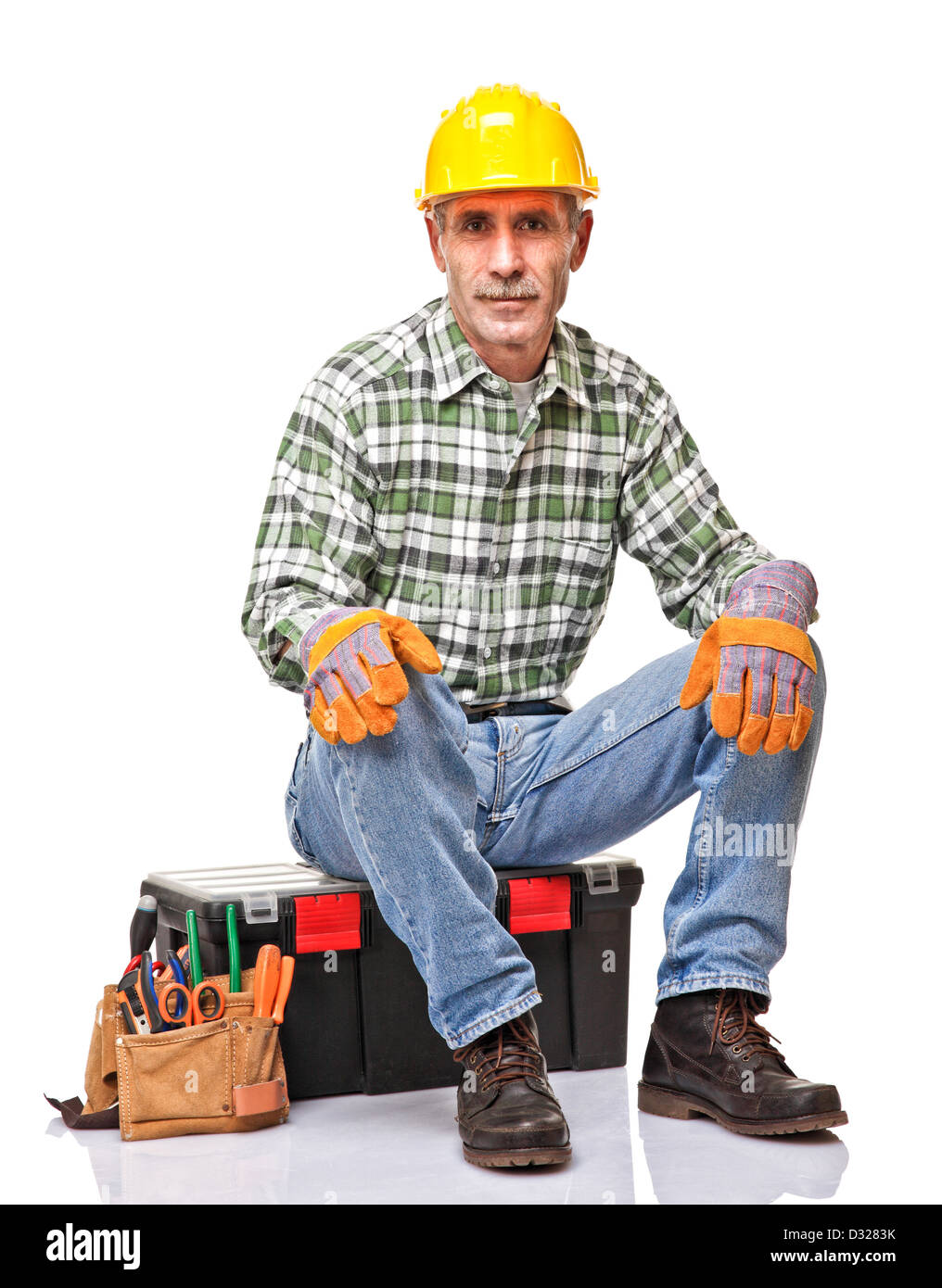 senior handyman isolated on white background Stock Photo - Alamy