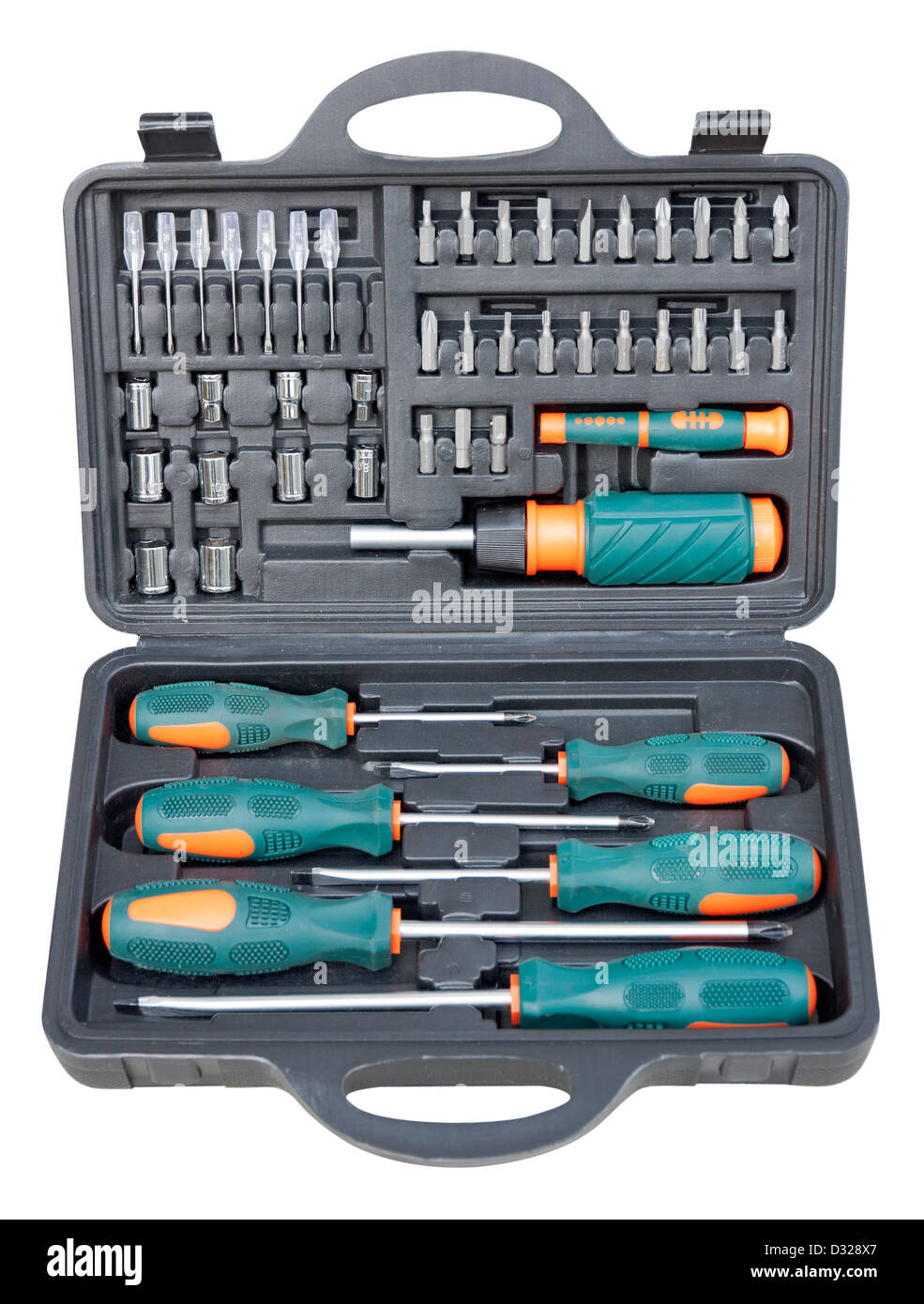 Tools in toolbox. Isolated on white background Stock Photo - Alamy