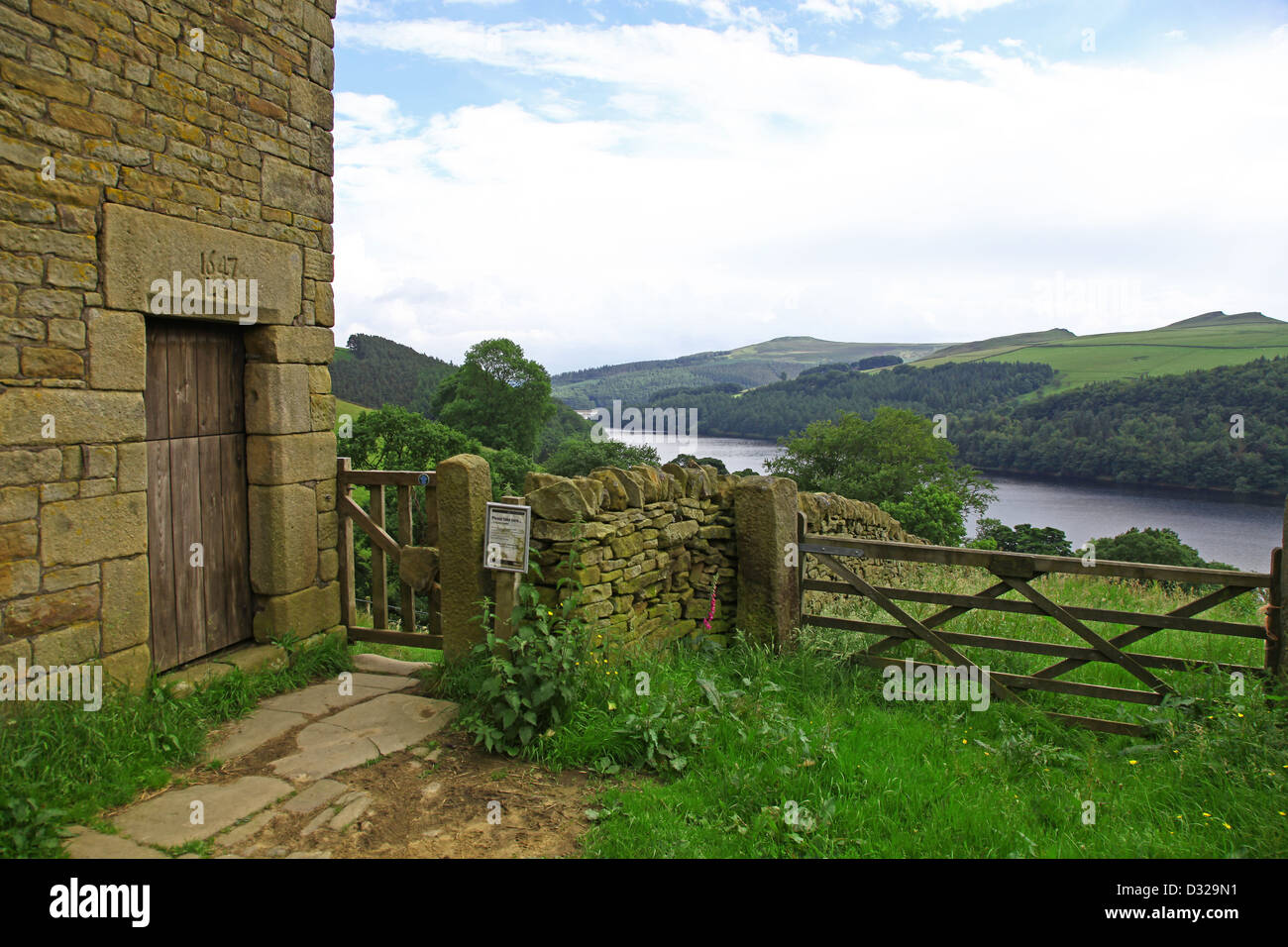 A date on a lintel on a barn at High House Farm Ladybower reservoir ...