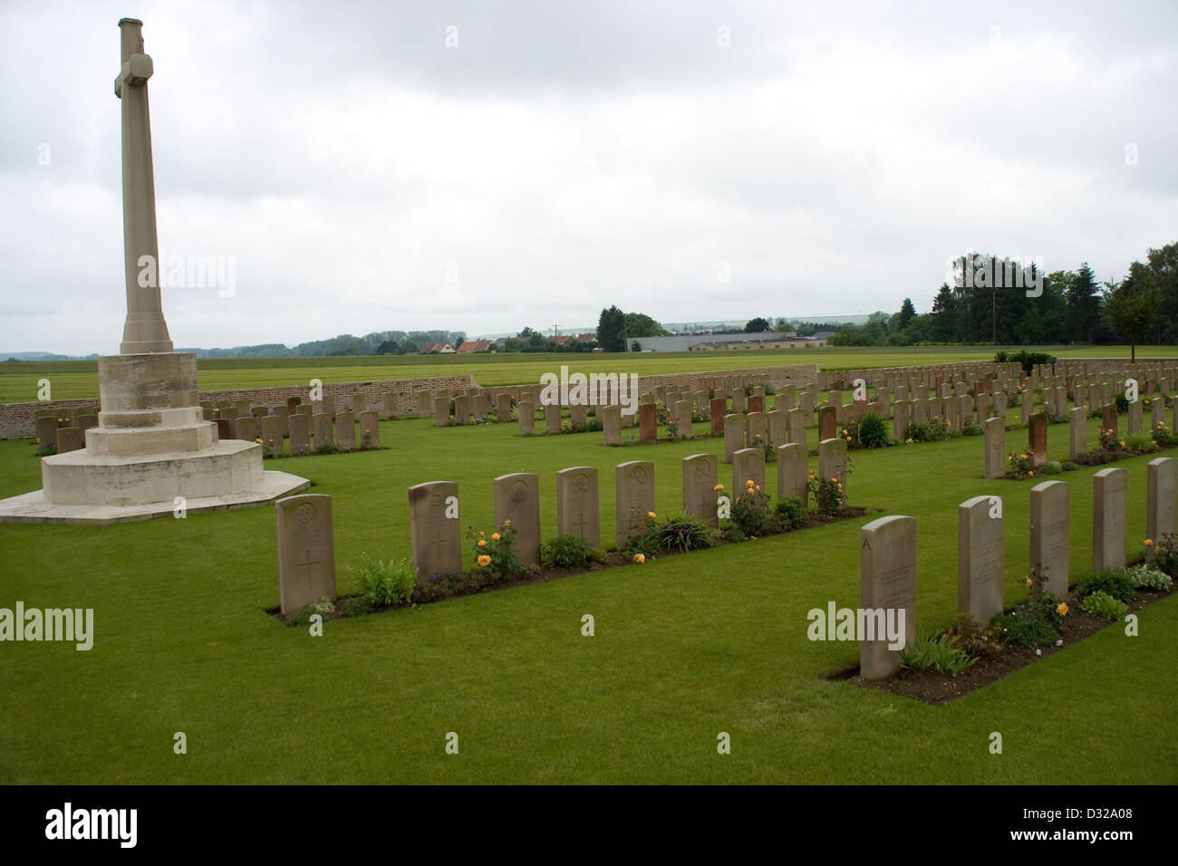 Meaulte British cemetery on the Somme containing 312 graves from the ...