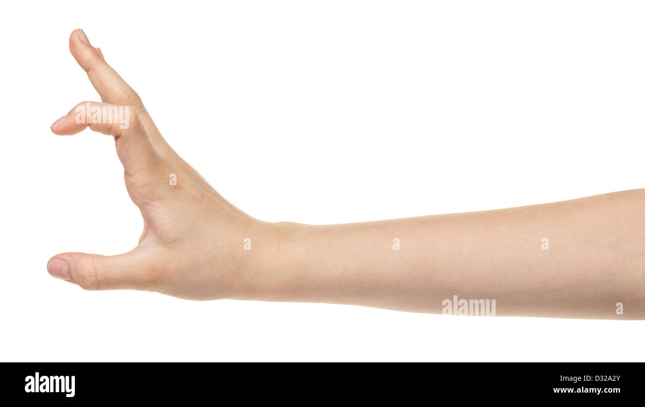 female teen hand measuring something, isolated on white Stock Photo - Alamy