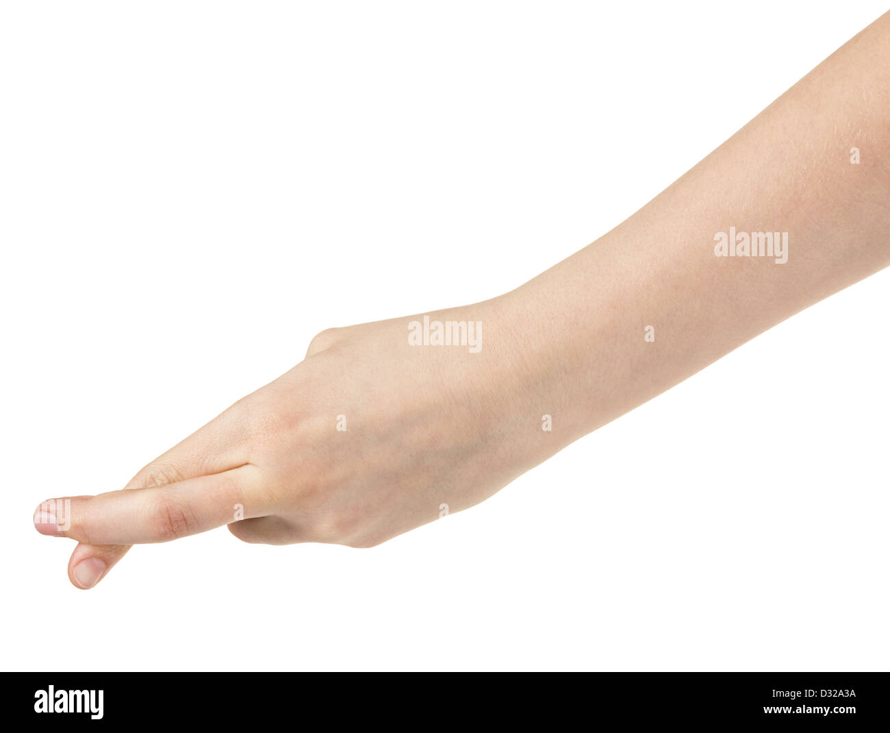female teen hand with crossed fingers, isolated on white Stock Photo ...