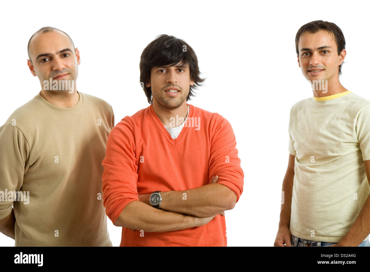 three casual men isolated on white background Stock Photo - Alamy