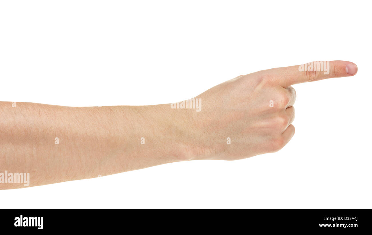 adult man hand pointing, isolated on white Stock Photo - Alamy
