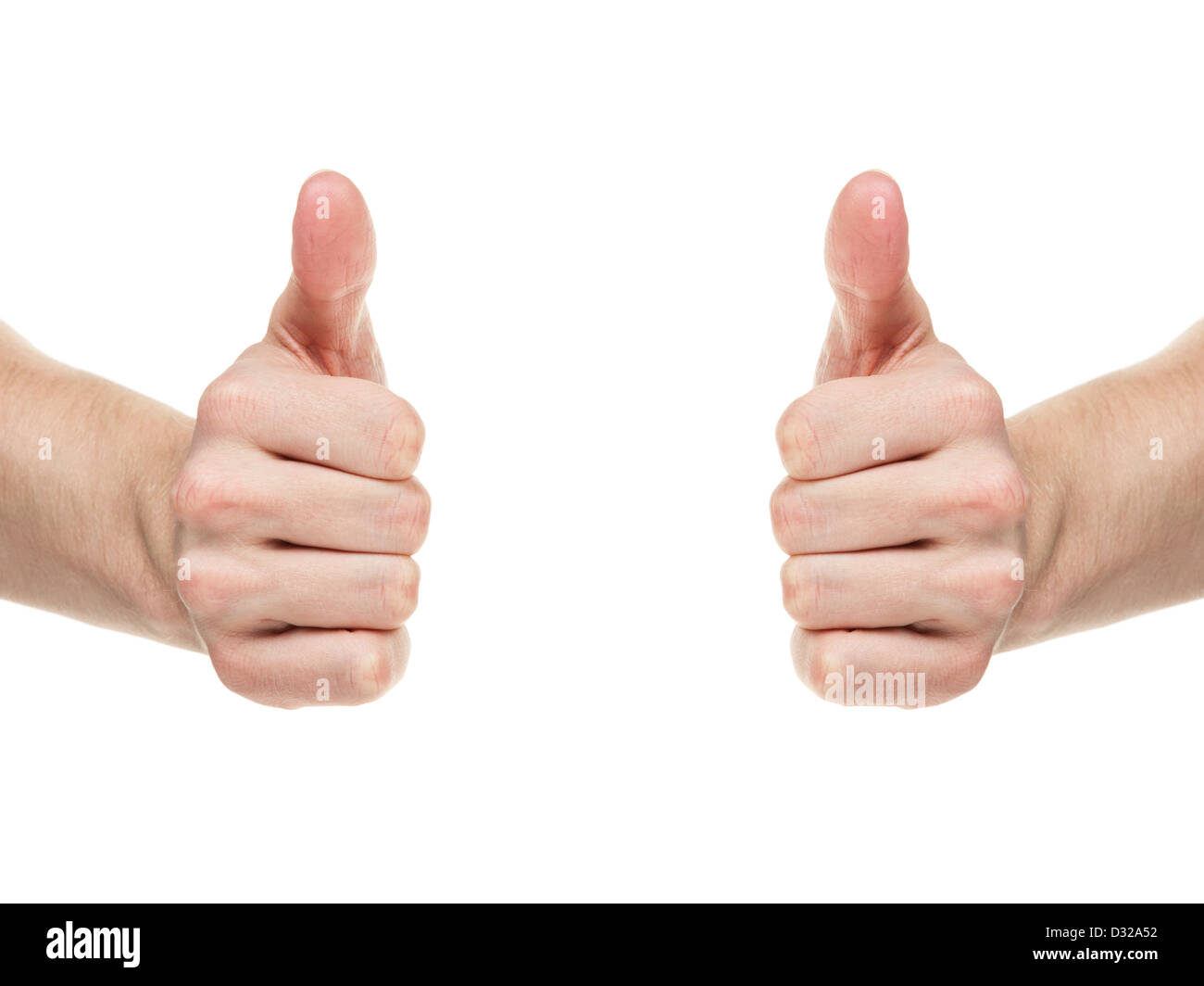 adult man hands shows thumbs up, isolated on white Stock Photo - Alamy