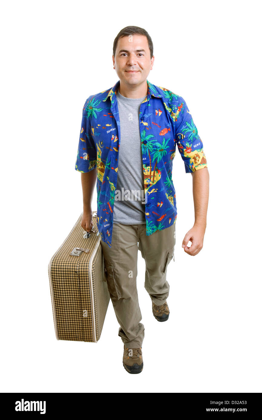 young silly man traveler, full body, isolated Stock Photo - Alamy