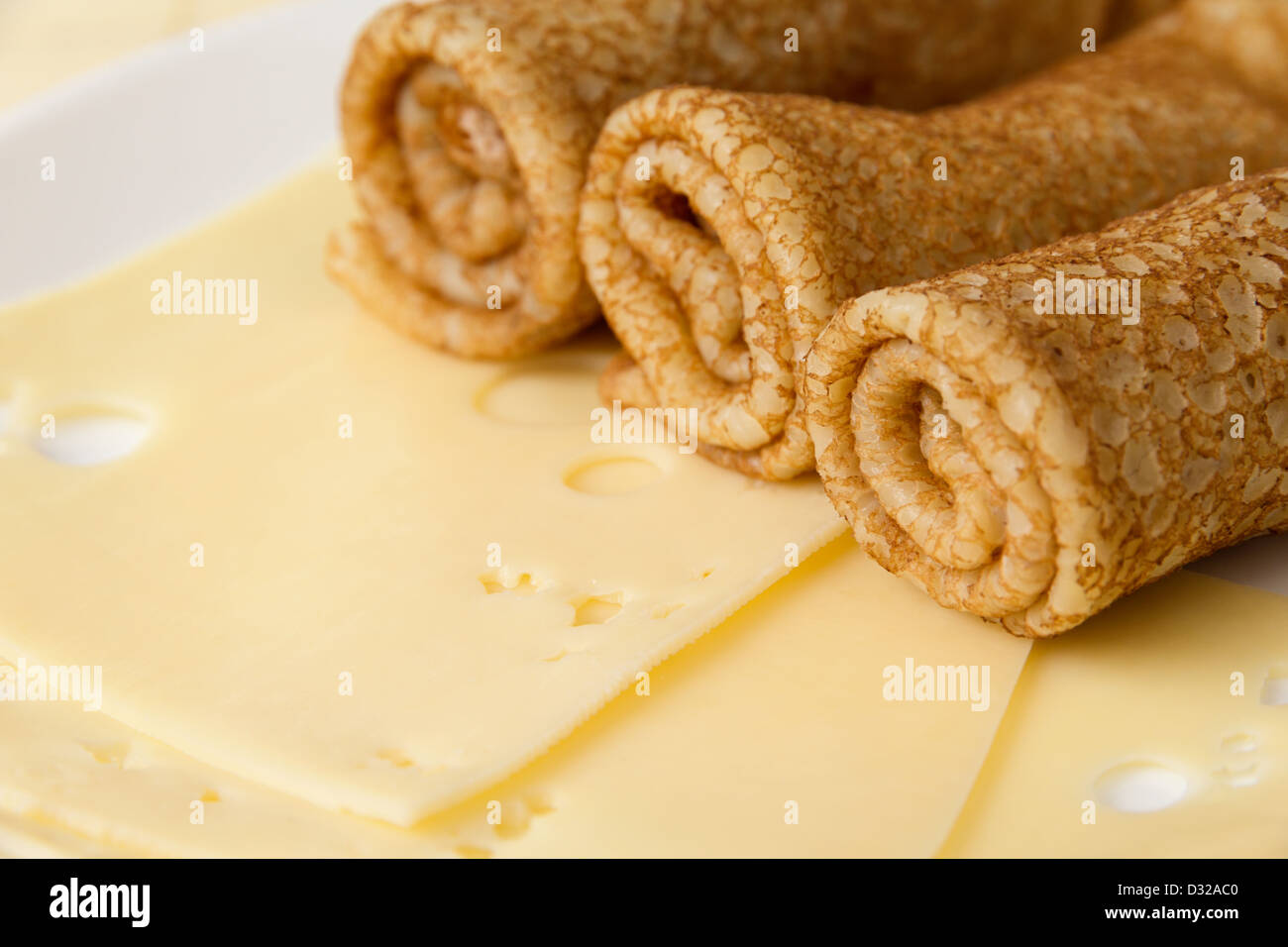 russian crepes, on plate close up shot Stock Photo - Alamy