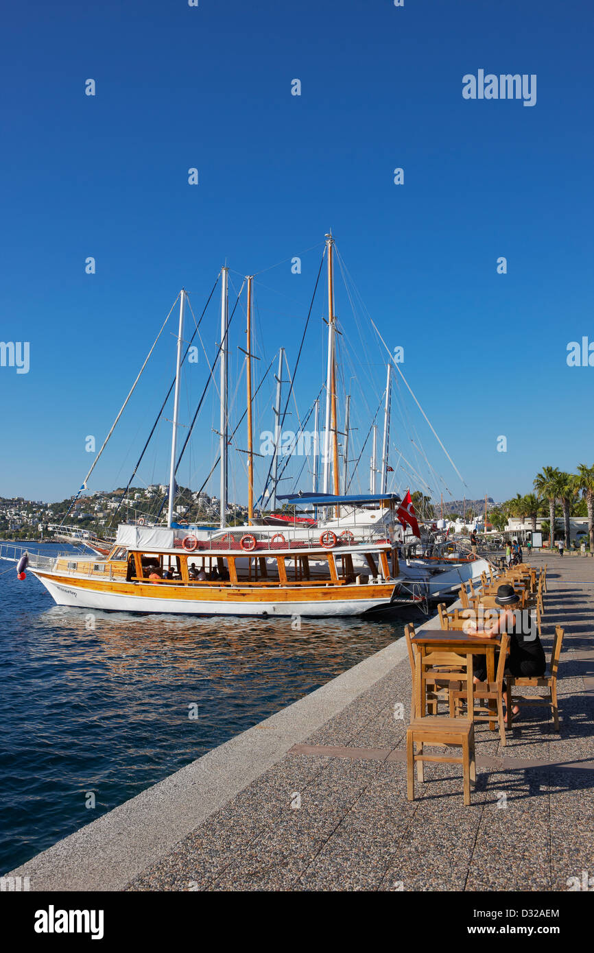 Traditional Turkish gulets moored at the Yalikavak marina. Yalikavak ...