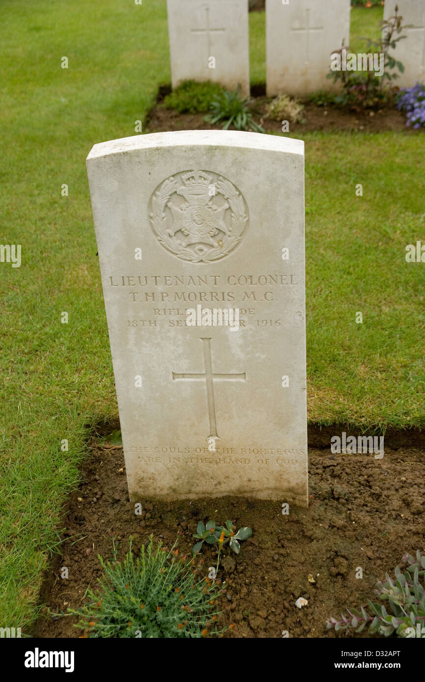 Grove Town Meaulte British cemetery on the Somme and grave of ...