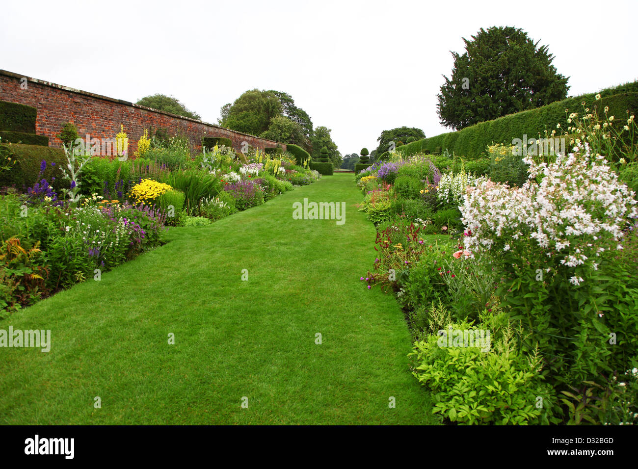 The formal planting in the herbaceous border at Arley Hall gardens ...