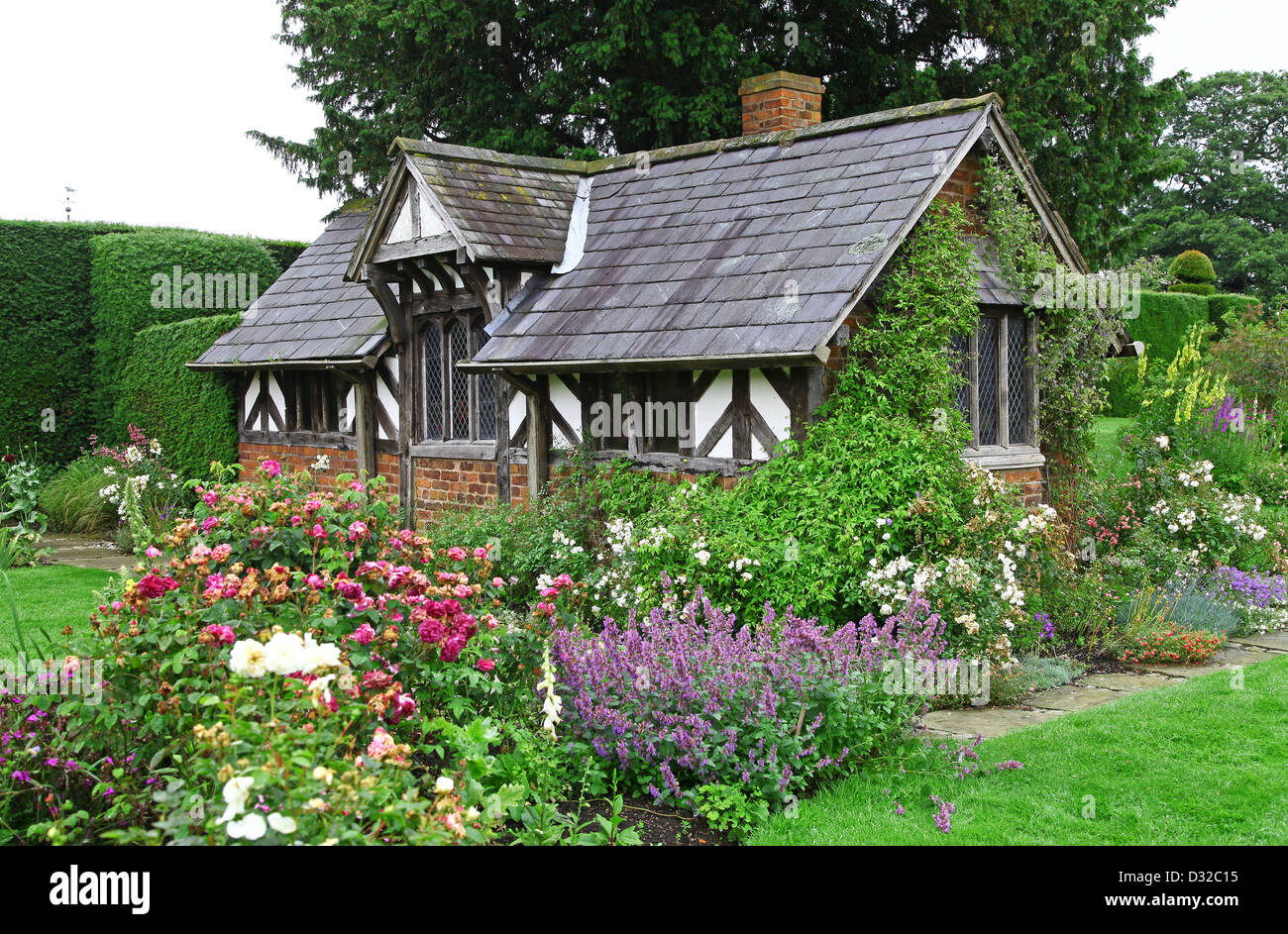 The half-timbered building known as the Tea Cottage in the Shrub Rose ...