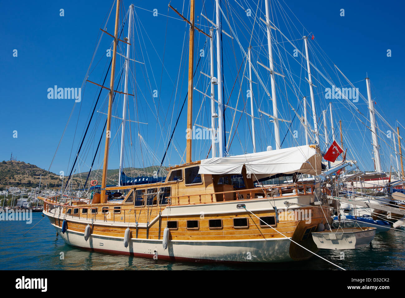 Traditional Turkish gulets moored at Bodrum Marina. Bodrum, Mugla ...