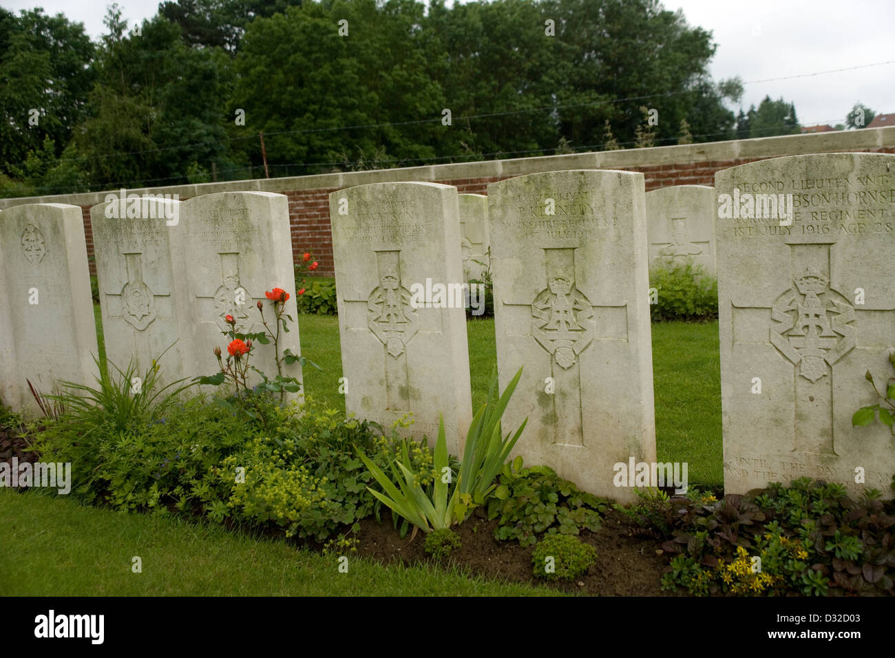Fricourt British cemetery on the Somme containing 133 graves from the ...
