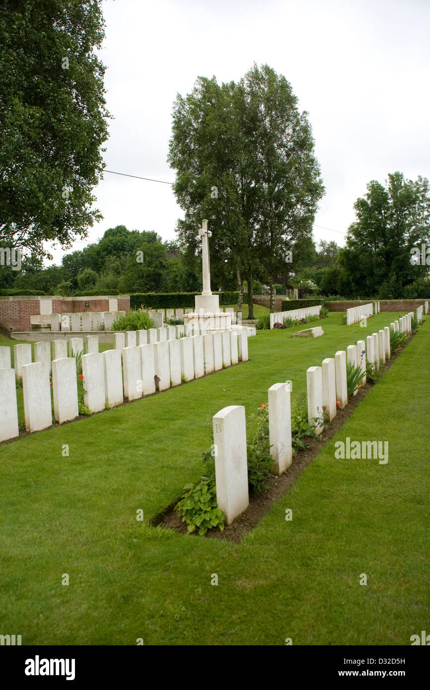 Fricourt British cemetery on the Somme containing 133 graves from the ...