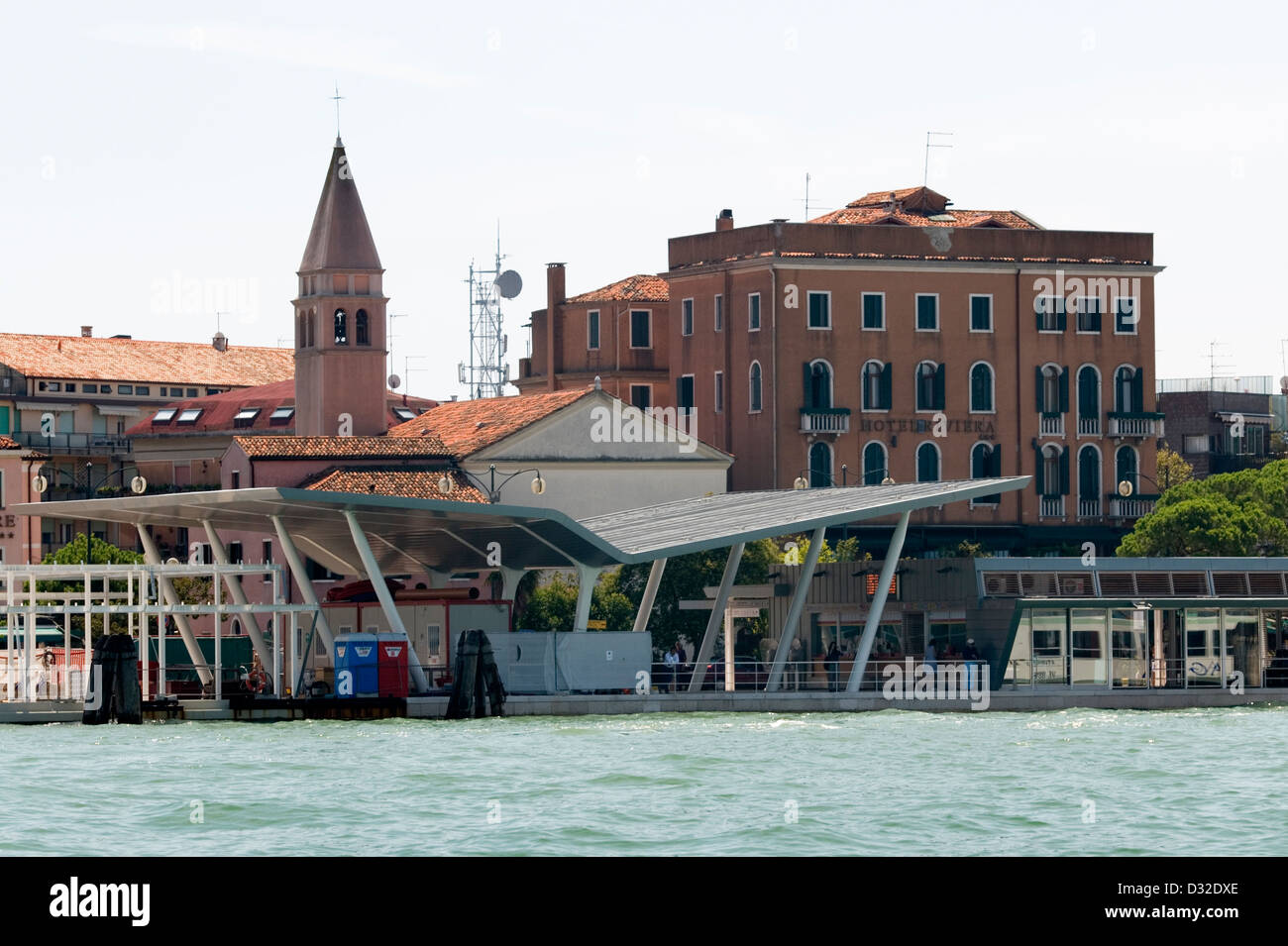 The Lido vaporetto (water-bus) stop, Lido, Venice, Italy Stock Photo ...