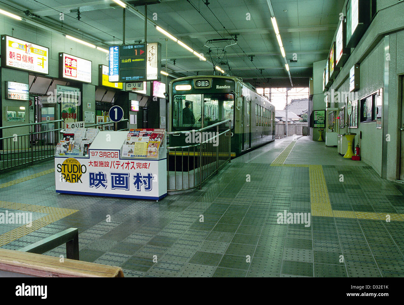 The train station of Keifuku Denki Tetsudo, also known as the Randen ...