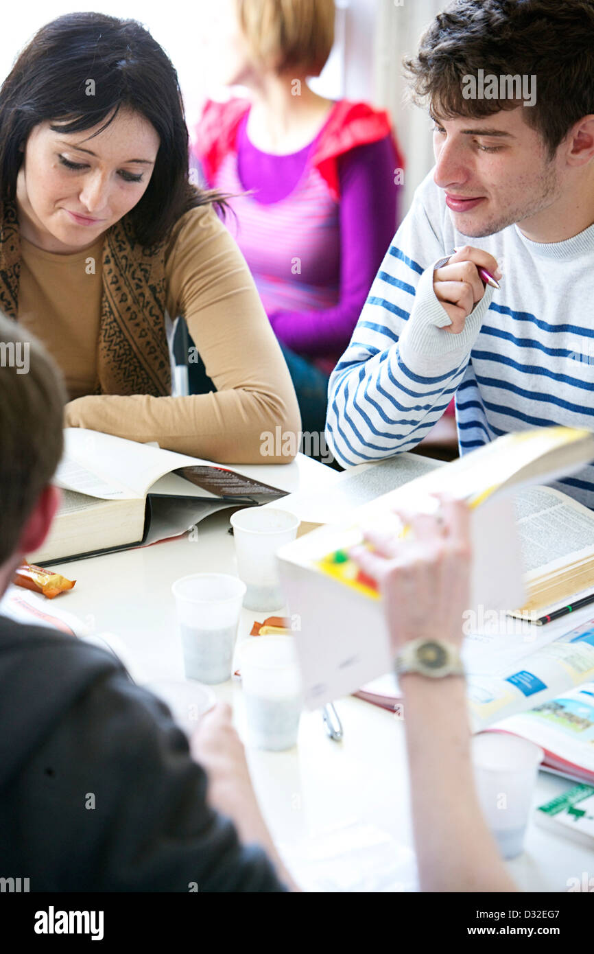 Young adults studying and having discussions and chatting Stock Photo ...