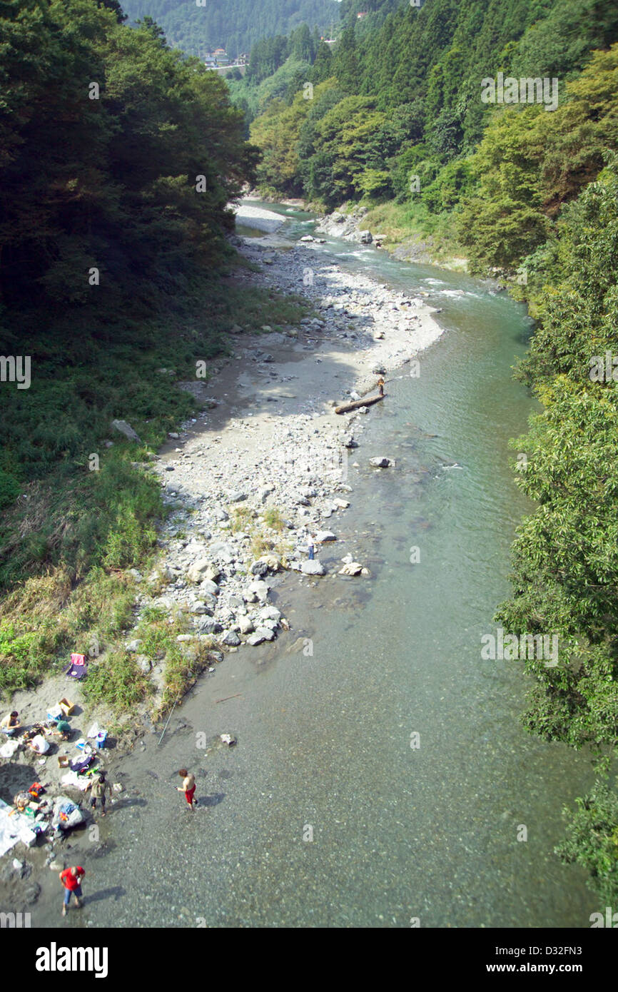 Tama River Okutama-machi near Kori Station on JR East Ome Line Tokyo ...