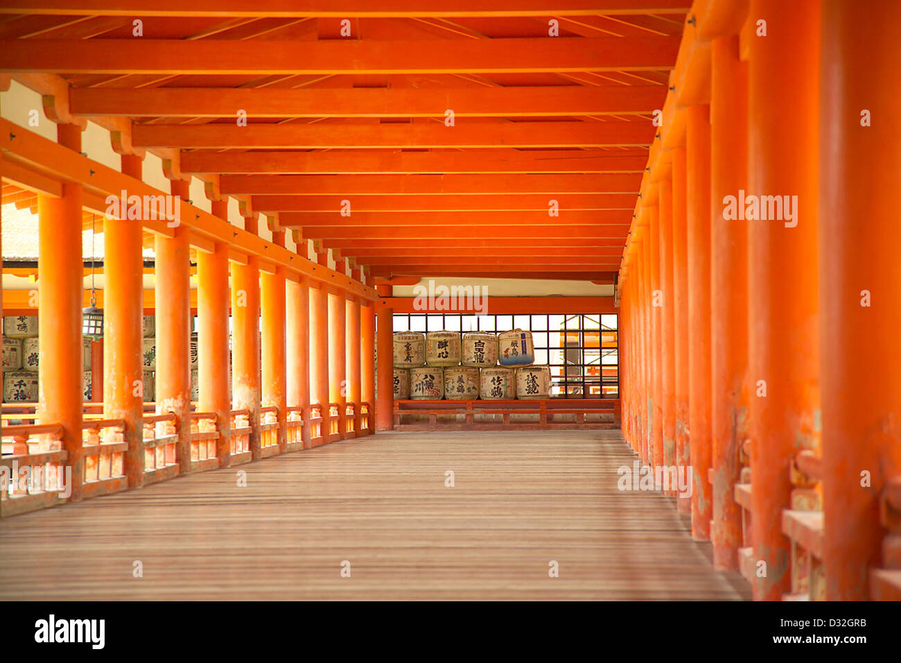 The corridor at Itsukushima Shrine, located on Miyajima Island in ...