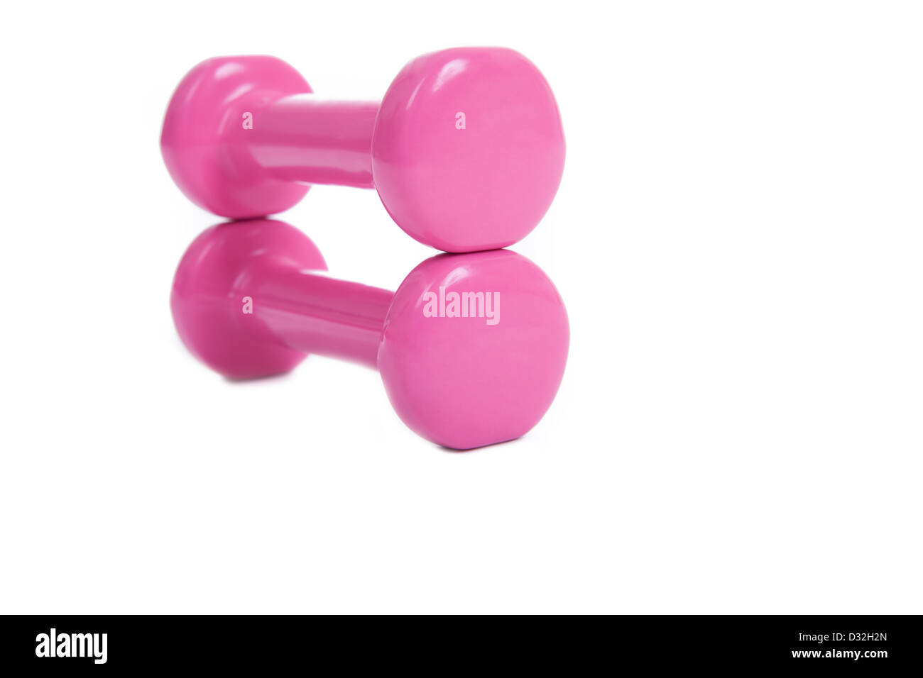 pink dumbbells on a white background Stock Photo - Alamy