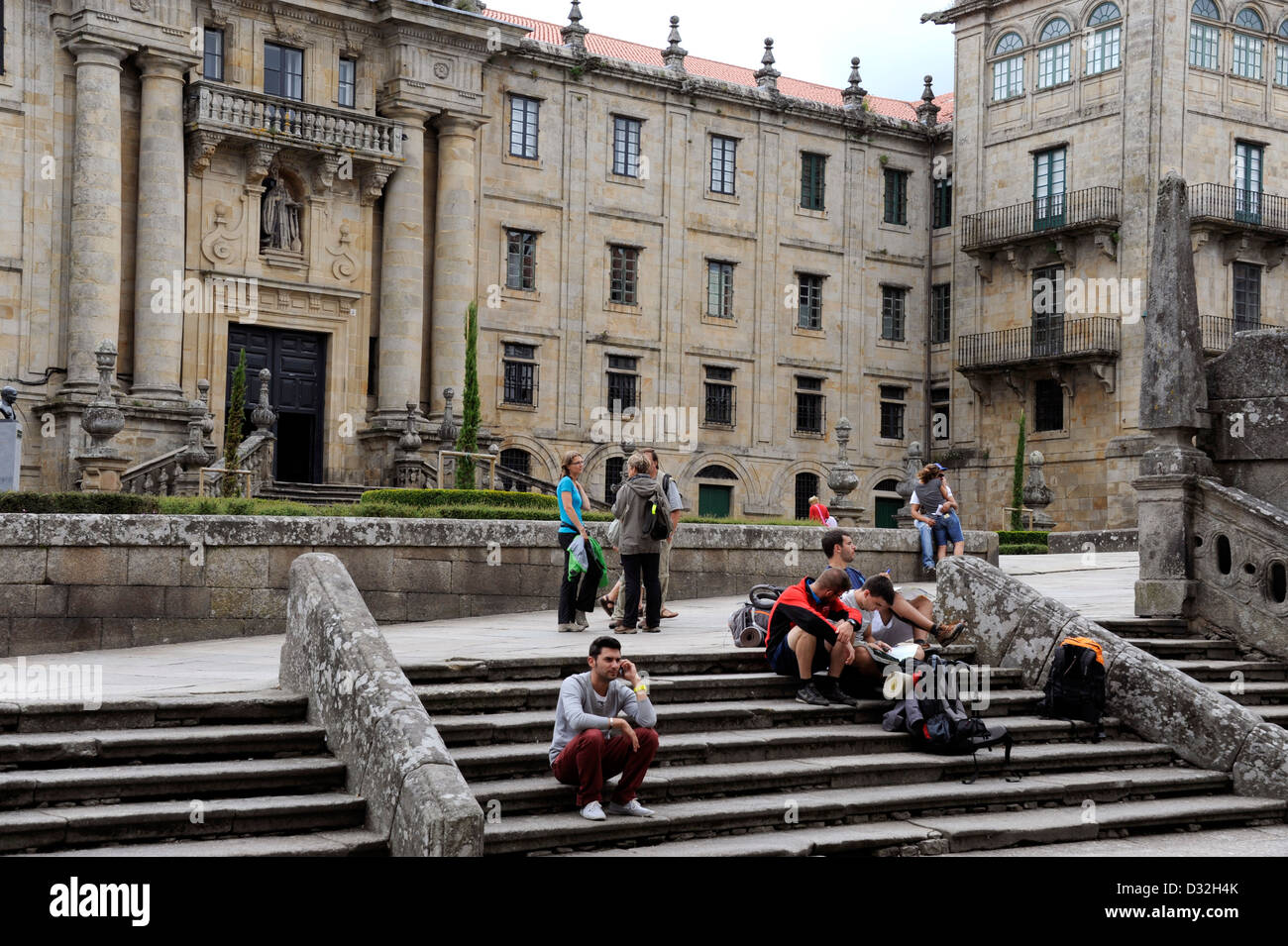 Pilgrims at Santiago de Compostela cathedral,Pilgrimage,Way of St ...