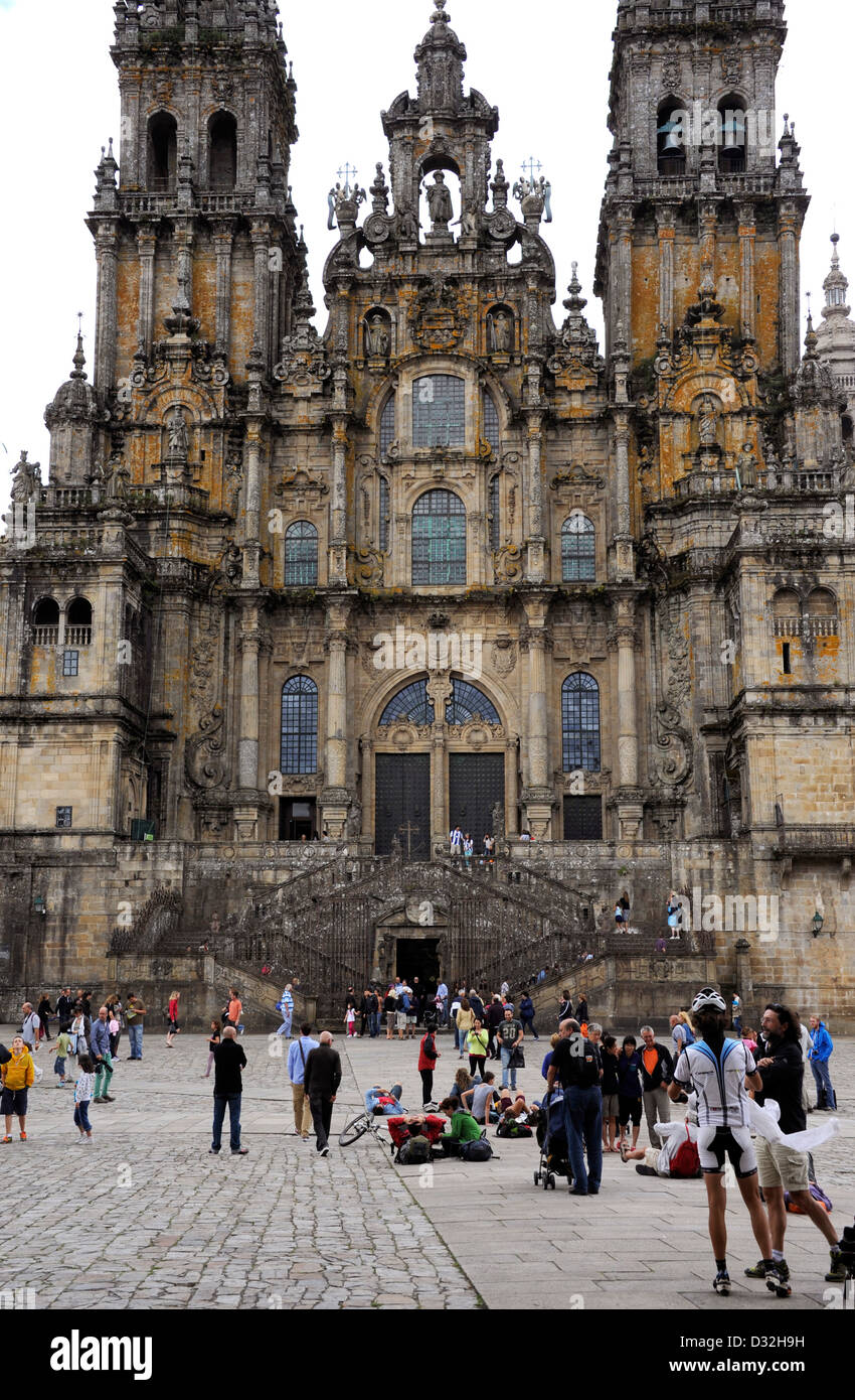Pilgrims at Santiago de Compostela cathedral,Pilgrimage,Way of St ...