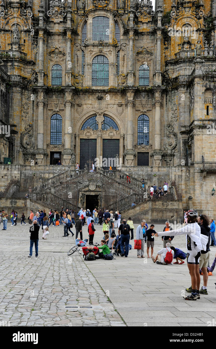 Pilgrims at Santiago de Compostela cathedral,Pilgrimage,Way of St ...