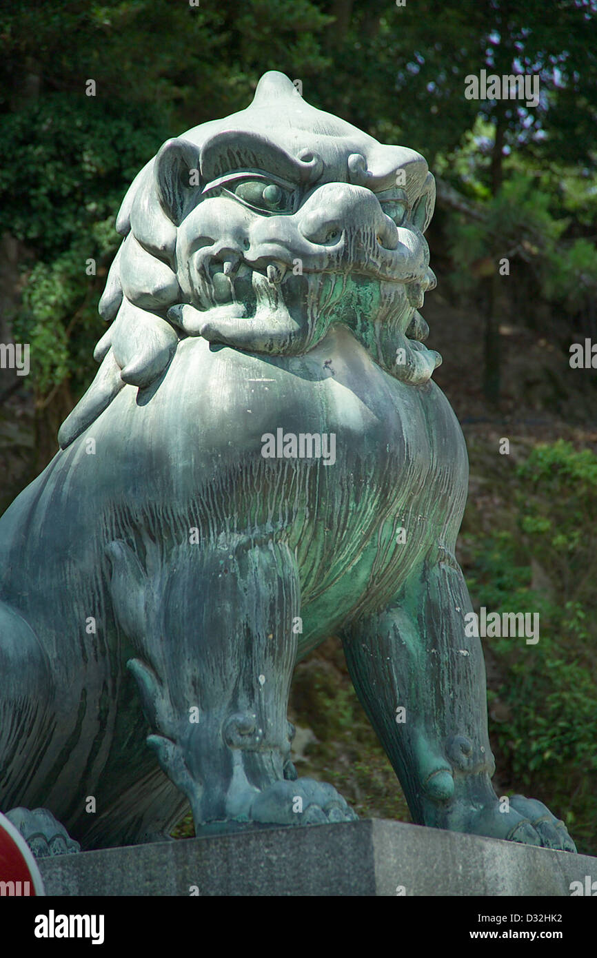 Komainu, the lion-dog statues guarding Itsukushima Shrine on Miyajima ...