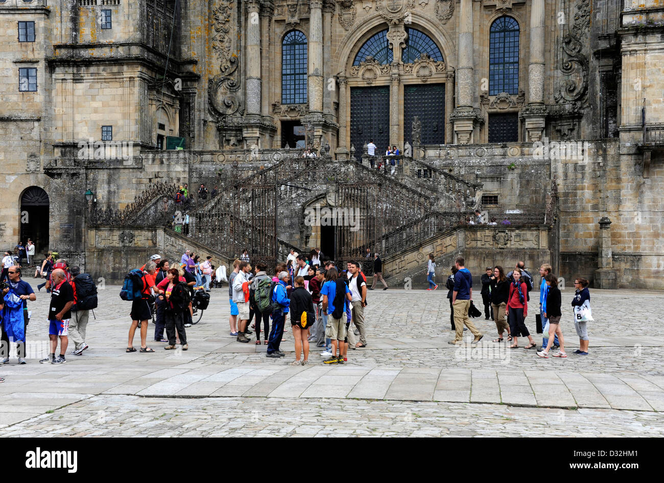 Pilgrims at Santiago de Compostela cathedral,Pilgrimage,Way of St ...