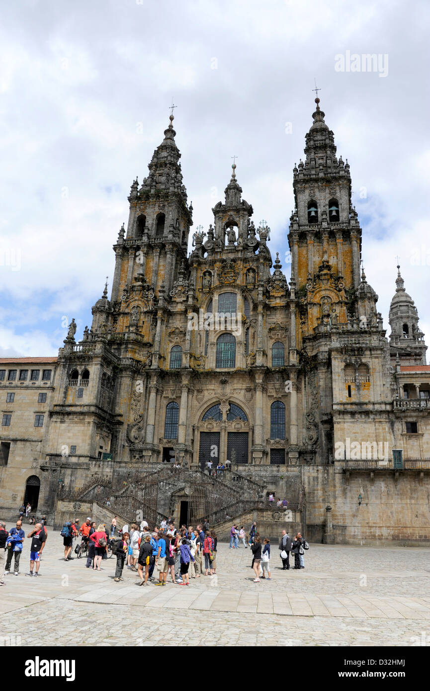 Pilgrims at Santiago de Compostela cathedral,Pilgrimage,Way of St ...