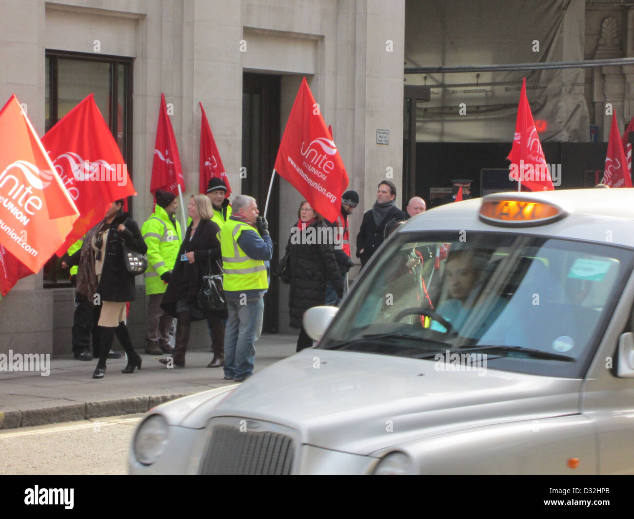 Unite workers protest at job losses at Howden Joinery Group Stock Photo ...