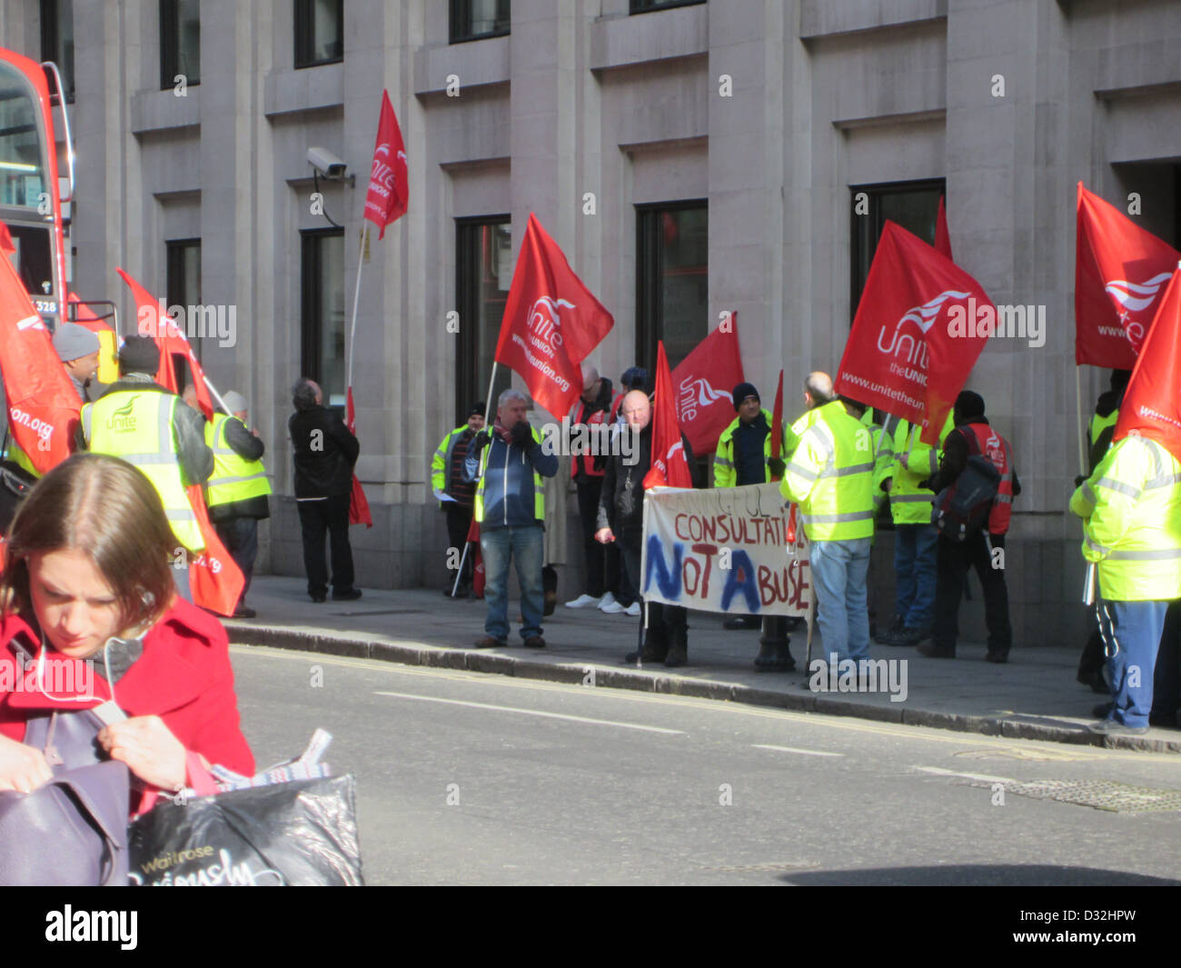 Unite workers protest at job losses at Howden Joinery Group Stock Photo ...