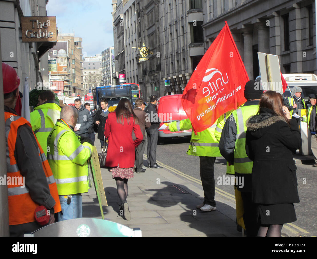Unite workers protest at job losses at Howden Joinery Group Stock Photo ...