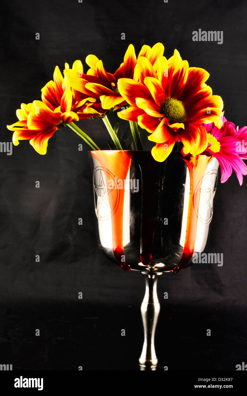 chalice with flowers and blood Stock Photo - Alamy