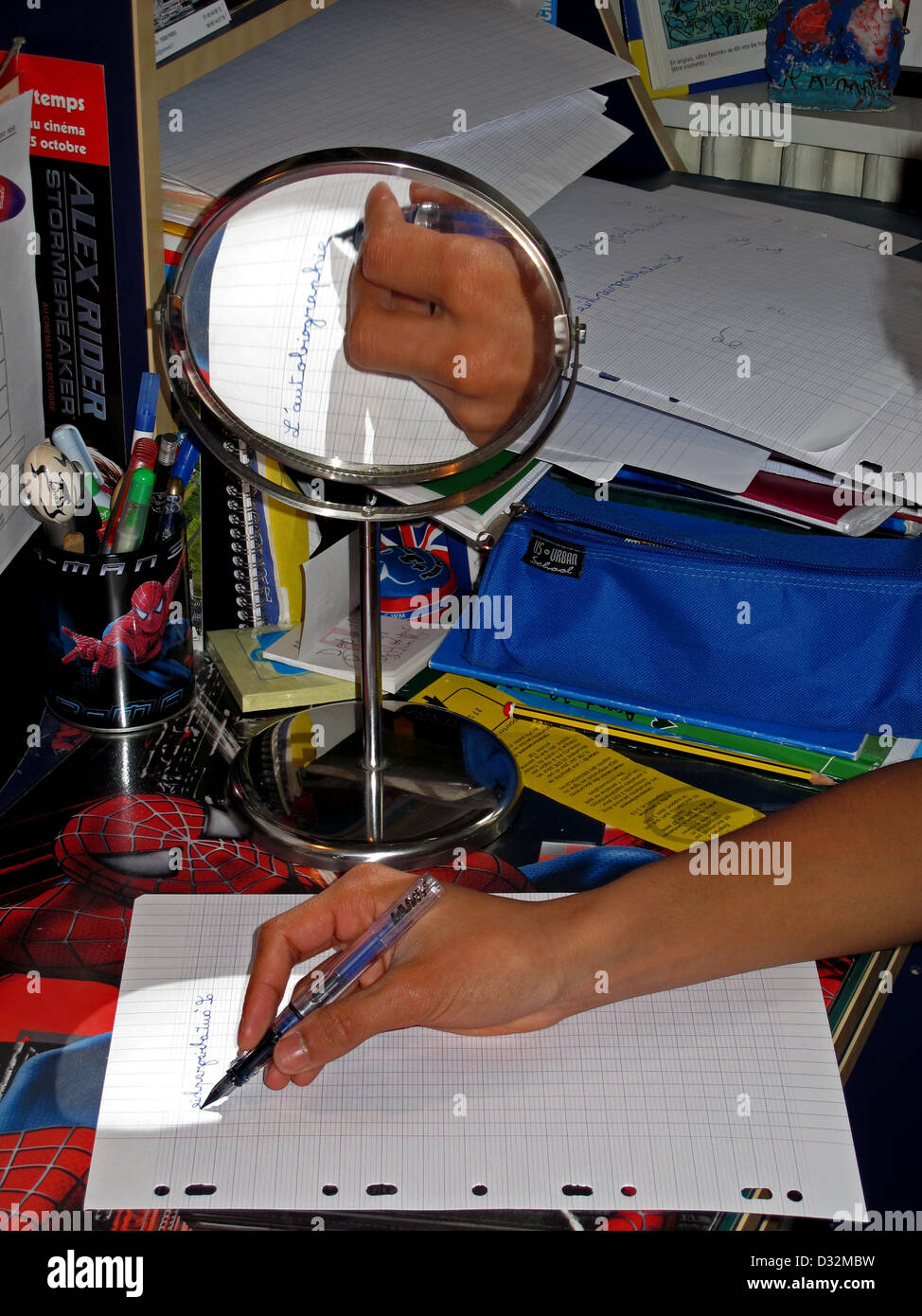 boy writes his autobiography Stock Photo - Alamy