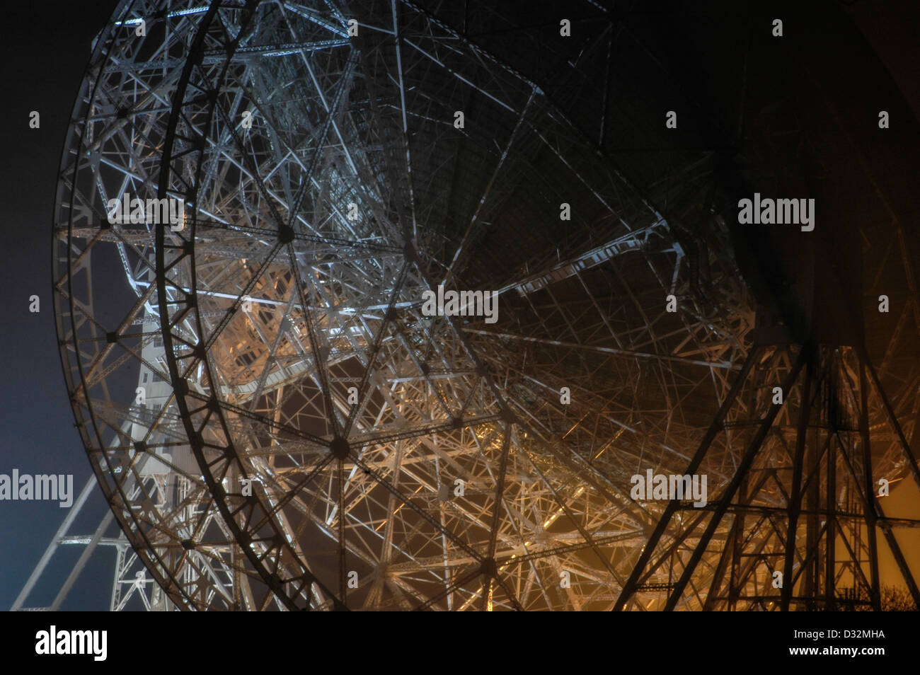 close-up of Jodrell Bank from behind, at night Stock Photo - Alamy