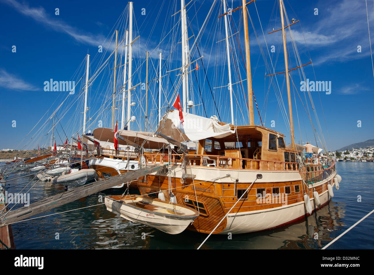 Traditional Turkish gulets moored at Bodrum Marina. Bodrum, Mugla ...