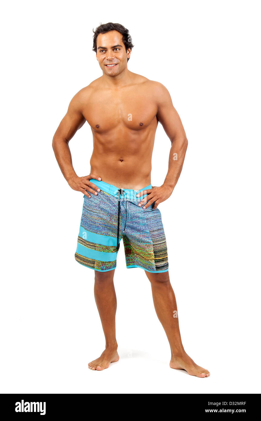 Handsome young man posing in swim wear Stock Photo - Alamy