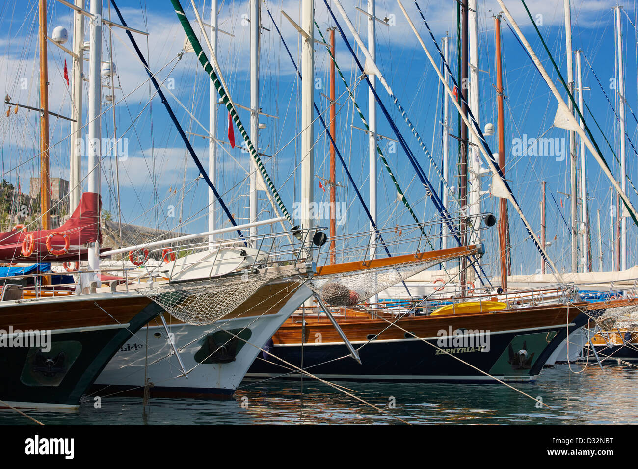 Traditional Turkish gulets moored at Bodrum Marina. Bodrum, Mugla ...