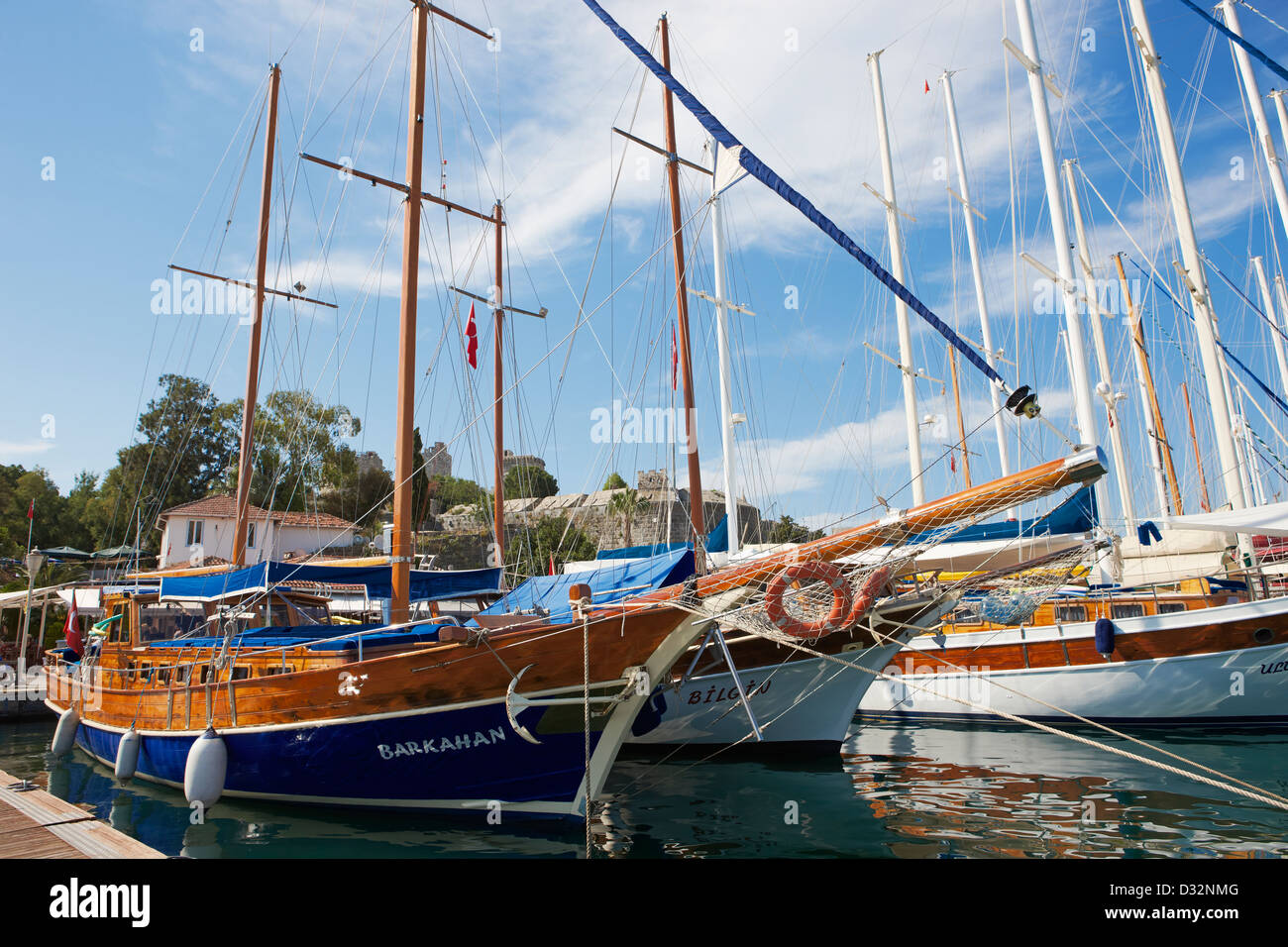 Traditional Turkish gulets moored at Bodrum Marina. Bodrum, Mugla ...