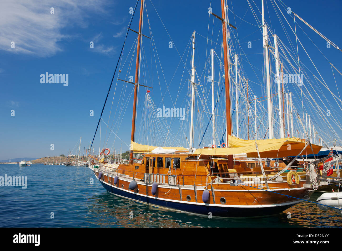 Traditional Turkish gulets moored at Bodrum Marina. Bodrum, Mugla ...
