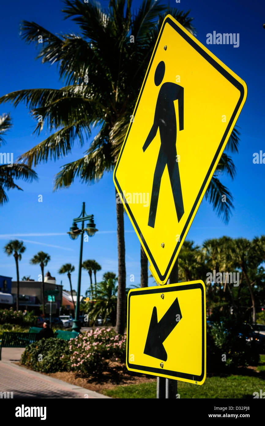Pedestrian Crossing signpost in Florida Stock Photo - Alamy