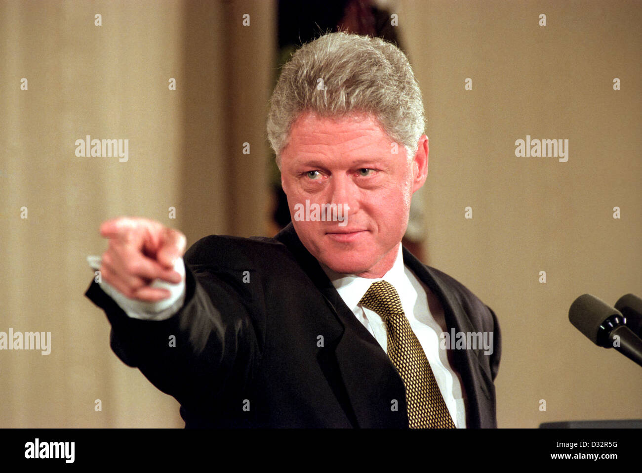 US President Bill Clinton during a press conference at the White House ...