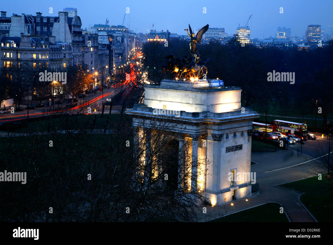 Wellington Arch in the middle of Hyde Park Corner, London, UK Stock ...