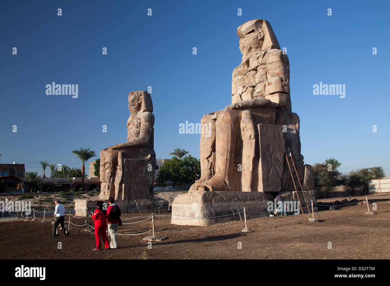 The Colossi of Memnon, two statues of Amenhotep 3rd near Thebes on the ...