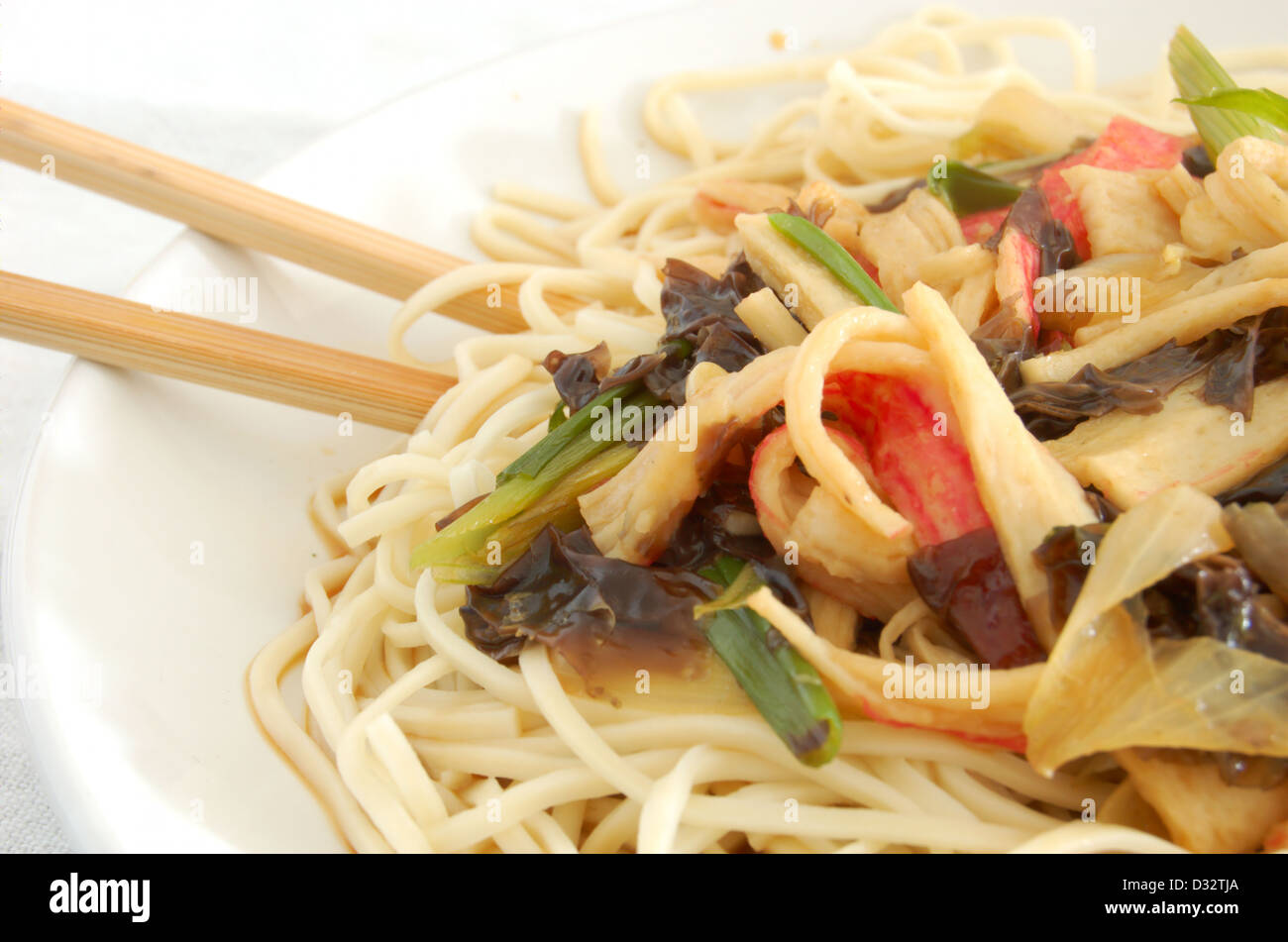 Plate of Japanese ramen noodles with seafood sauce Stock Photo - Alamy